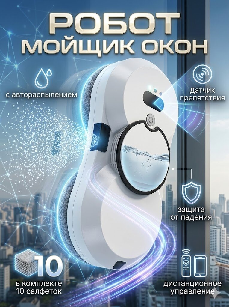 Робот мойщик окон с распылением; Робот мойщик окон мощный, стеклоочиститель для окон и стекол техника для дома я