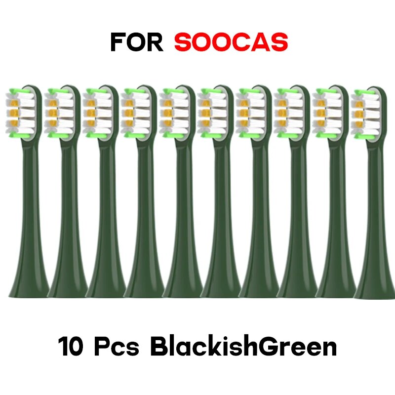 Насадки для зубной щетки SOOCAS, 10 шт, зеленые