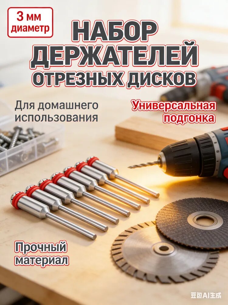 Набор держателей для отрезных дисков 10 шт, хвостовик 3 мм, дискодержатель для гравера и дремеля, стальной оправка для мини-дрели