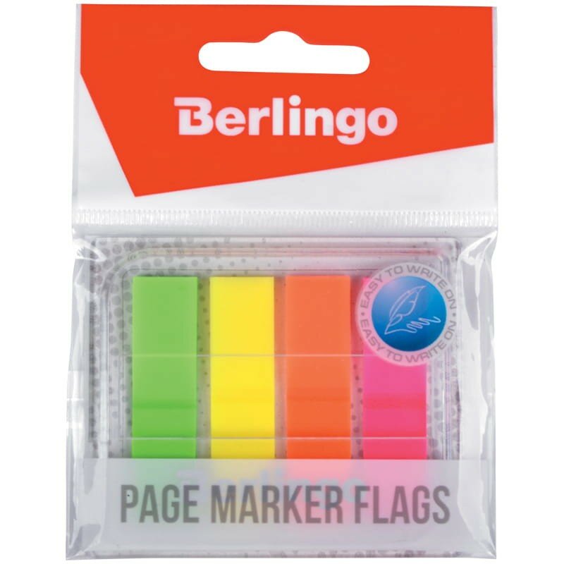 Закладки BERLINGO 45*12мм. 20л. 4 цвета (LSz_45125)