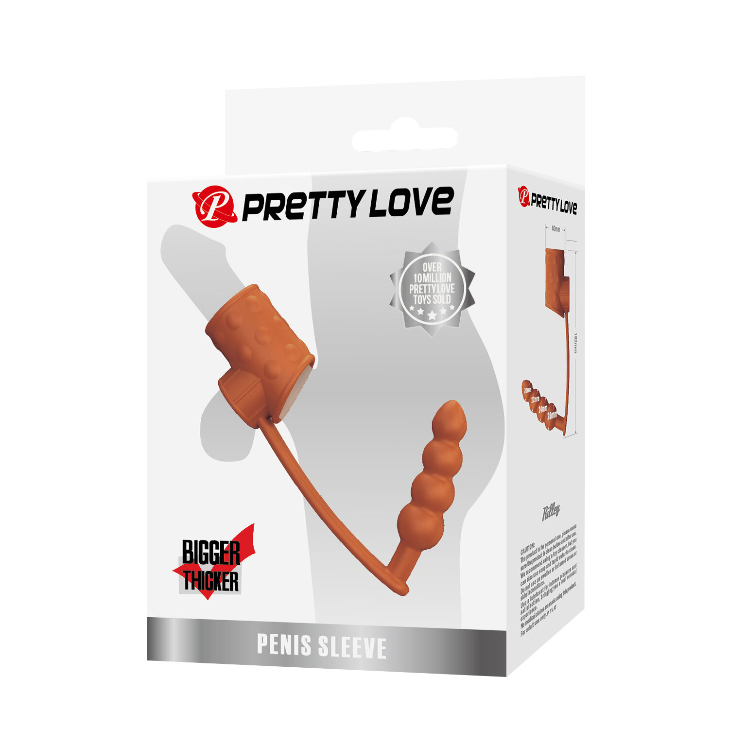 Насадка на член и анальная пробка Pretty Love "Riley" для двойной стимуляции, ТПЕ, телесный, 18.2 см