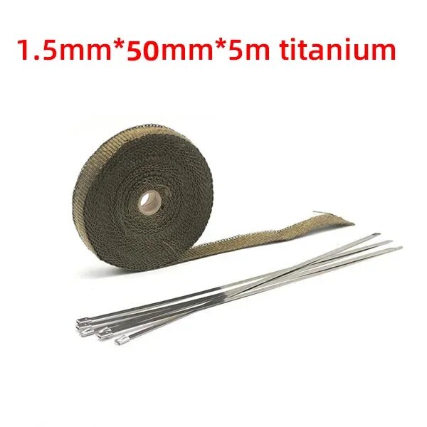 Термолента выхлопная 5см*5м Titanium с завязками