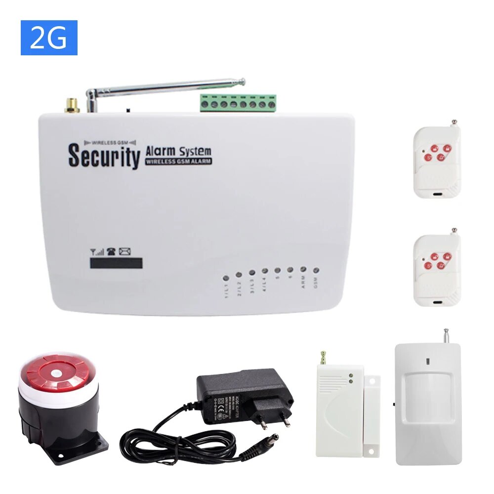Система охранной сигнализации GSM 2G с двойной антенной Самозащита Против кражи Беспроводной датчик двери Контактный датчик движения PIR Датчик дыма А Комплект