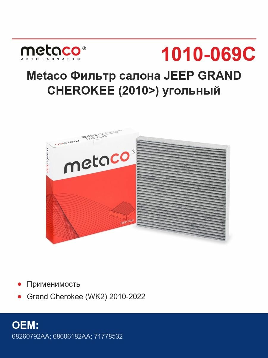 Metaco Фильтр салона JEEP GRAND CHEROKEE (2010>) угольный