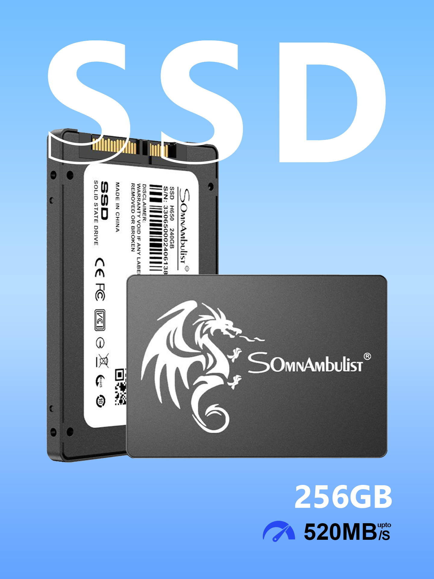 256 ГБ Внутренний SSD накопитель 2.5" SATA III , чтение 520 МБ/с, запись 475 МБ/с