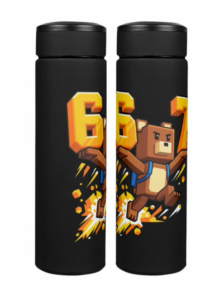 Термос «супер медведь сикс севен 67 super bear six seven» (черный)