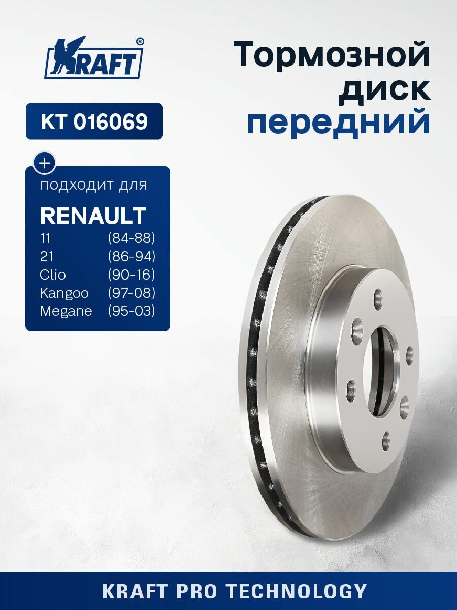 Диск тормозной (левый/правый передний) RENAULT рено Clio Kangoo Megane Меган Symbol DF1016 7701204286 8671000085 517124F000 7700756572 581294A200