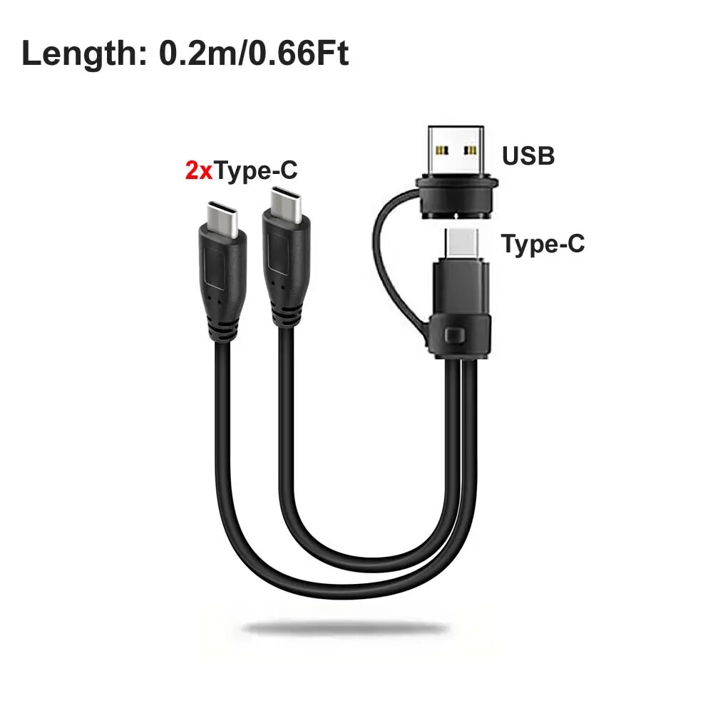 Кабель USB-C 20см 2xType-C, черный