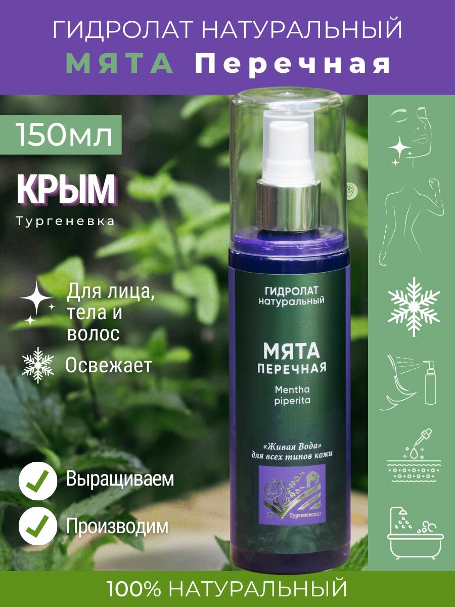 АФ Тургеневская 100% натуральный Гидролат мяты 150 мл Крым / Цветочная мятная вода