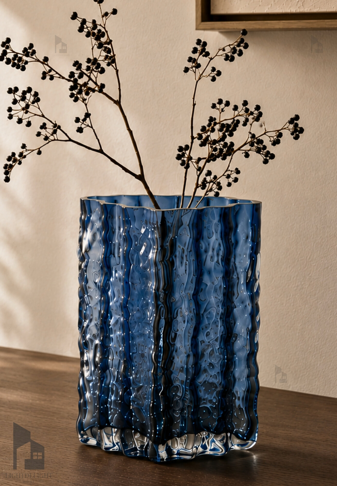 Ваза для цветов интерьерная Gry blue glass vase 20 см | 1,5 л. для цветов