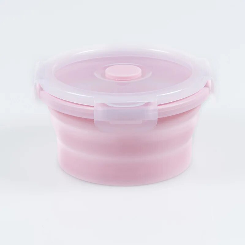 Складной силиконовый ланч-бокс 350/500/800/1200 мл Розовый, 1Pc 350ml pink1