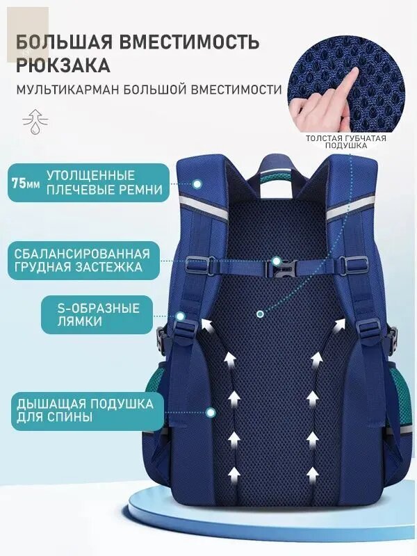 Рюкзак Minecraft, размер 41x30x18 см, для мальчиков, материал Оксфорд 1680, синий/бирюзовый — фото 1