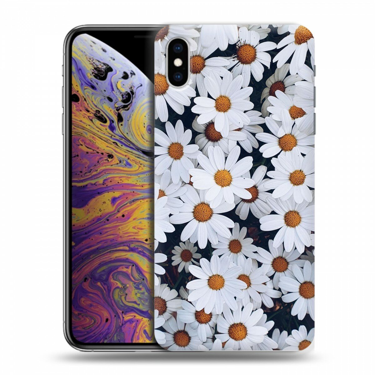 Чехол для Iphone Xs Max с принтом Ромашки фоновые (Айфон Хс Мах)