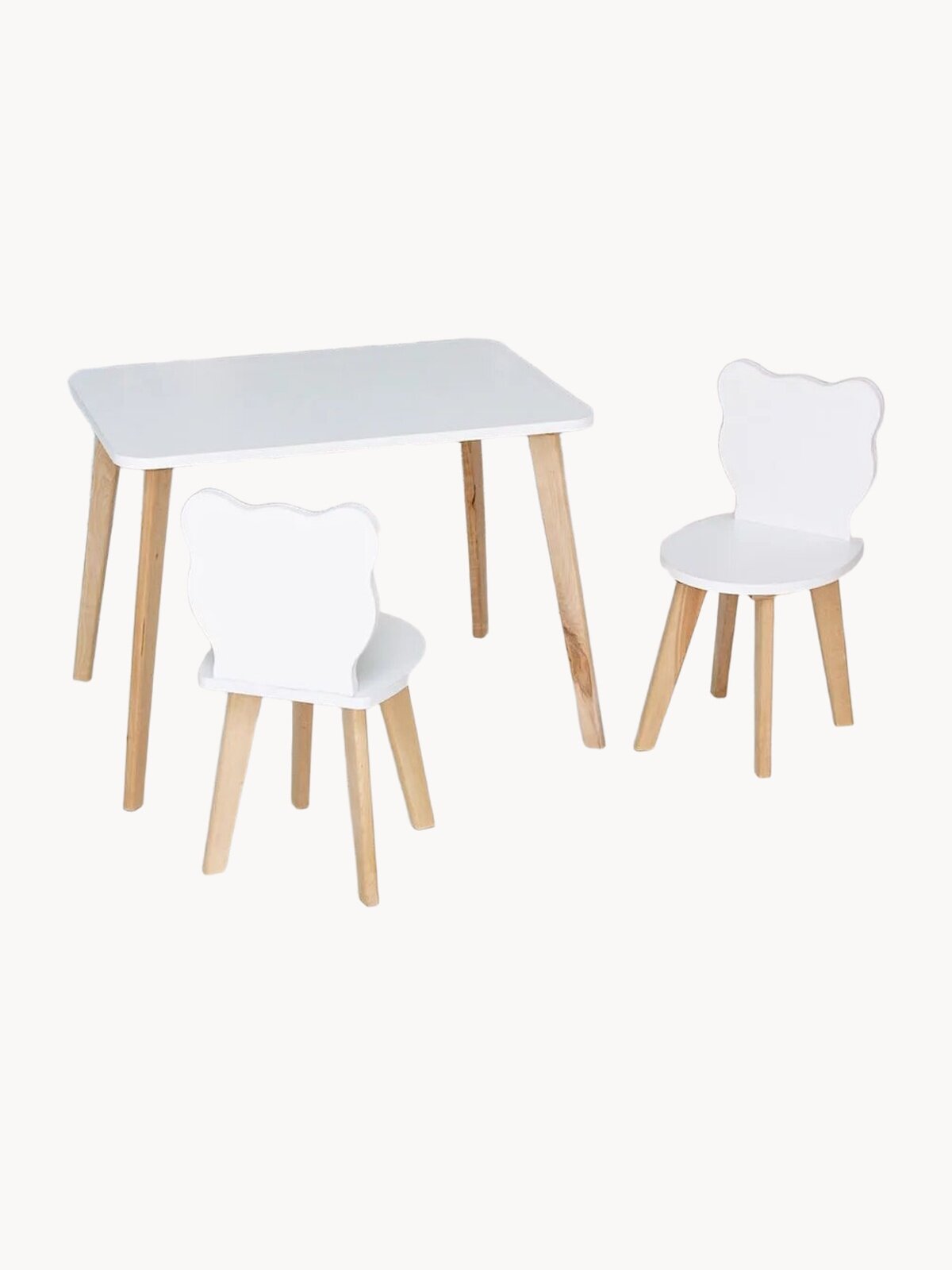 Набор детской мебели - стол и стулья со спинками в форме мишки