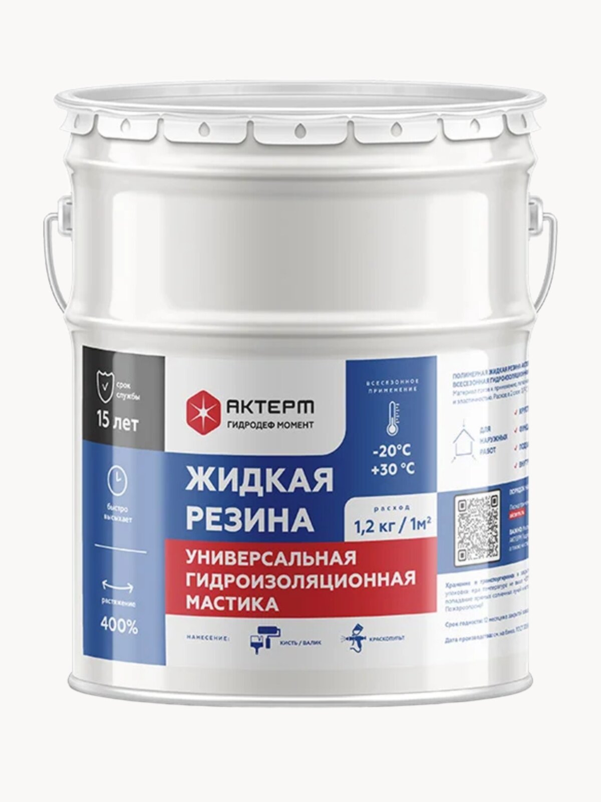 AKTERM ГидроДеф Момент (3кг) универсальная гидроизоляция для кровли и фундамента. Жидкая резина