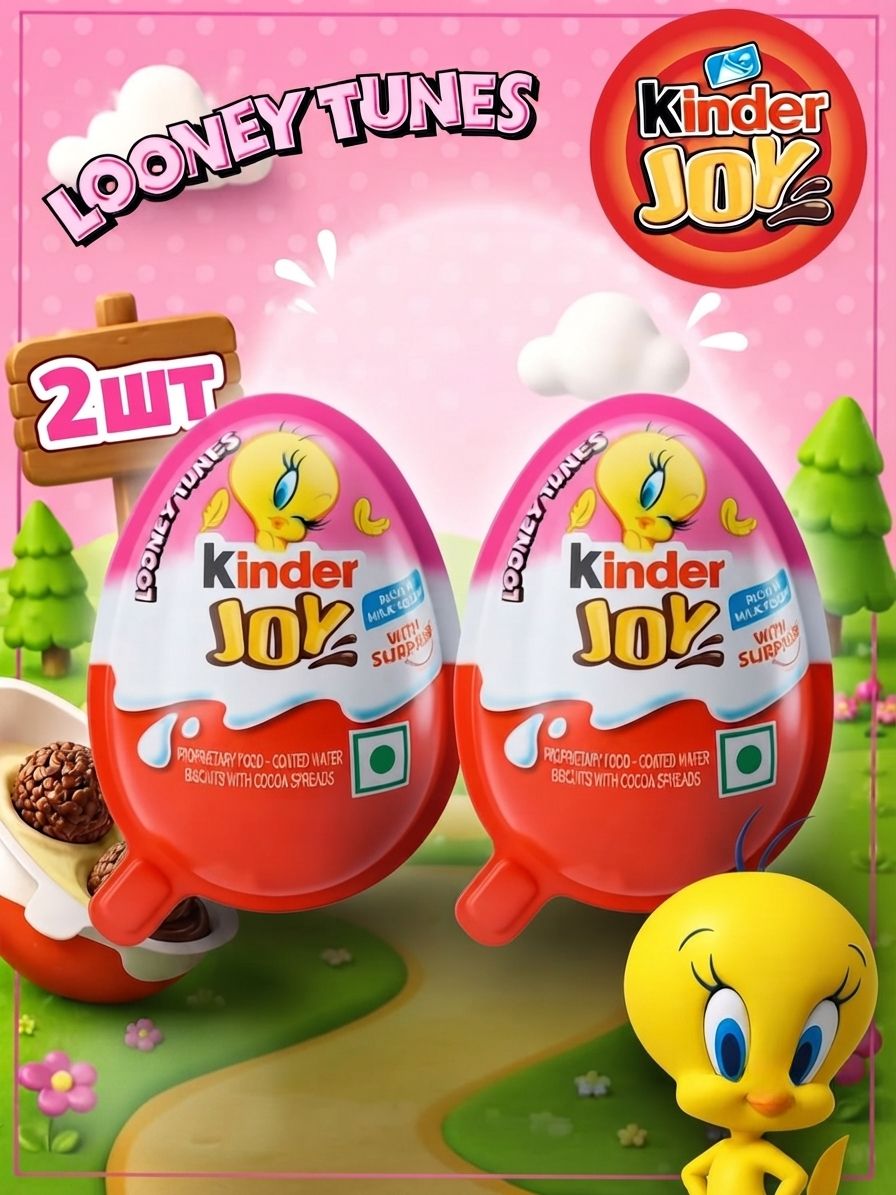 Яйцо шоколадное Kinder Joy Луни Тюнз, Looney Tunes Киндер Джой, 20г