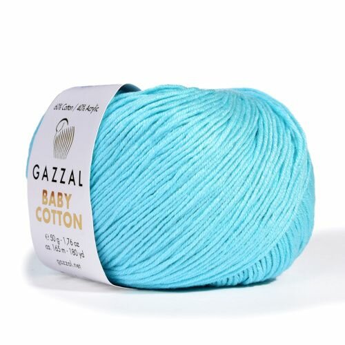 Пряжа Gazzal Baby cotton 3452 светлый айсберг (50г/165м, упаковка 10 мотков)