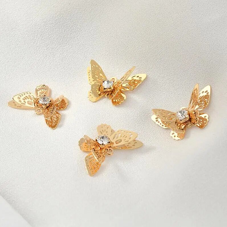 Подвески Флорайнер Тина 14-каратное золотое покрытие циркониевые бабочки 4 шт