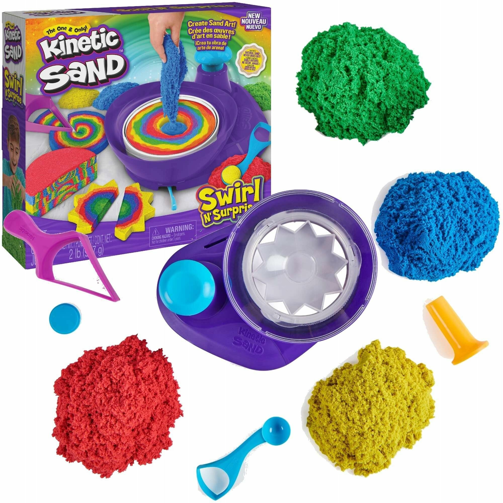 Кинетический песок Kinetic Sand - Игровой набор песка с аксессуарами - Сумасшедшие цвета, 907 г. - Спин мастер 6063931