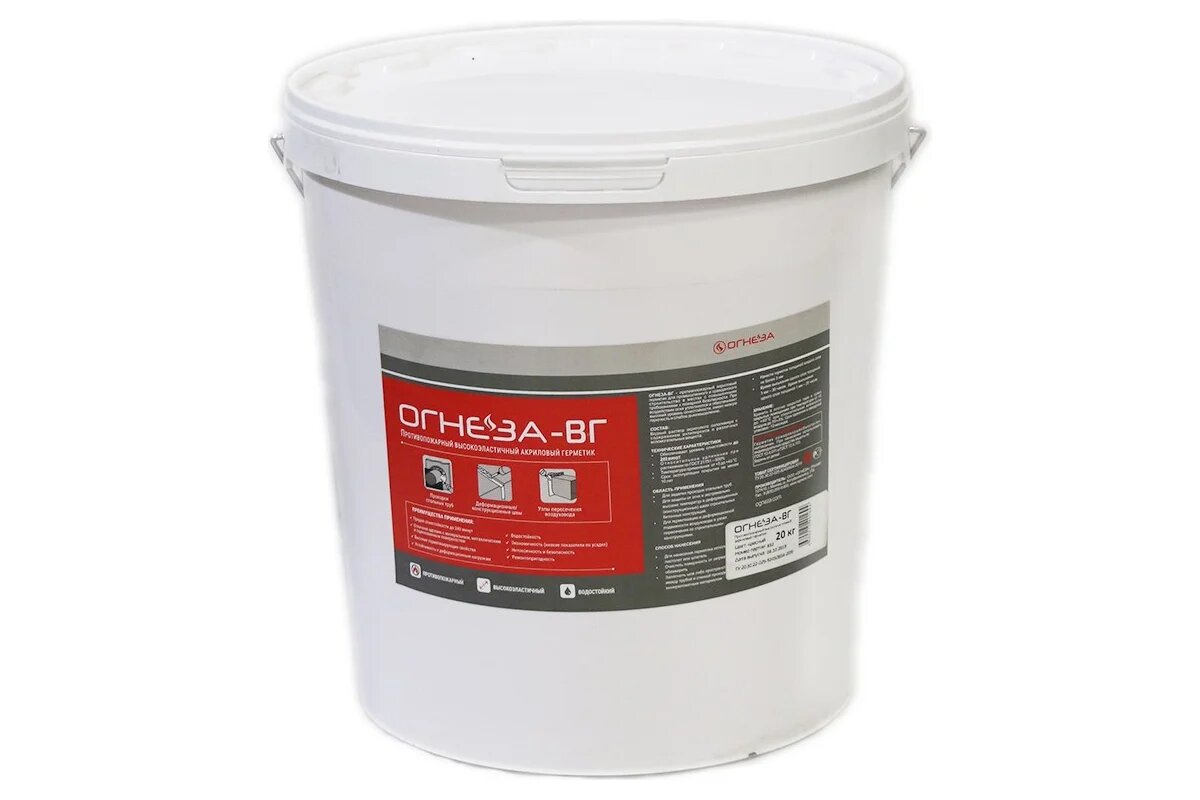 Огнеза Акриловый противопожарный герметик -ВГ, ведро 20 кг, цвет красный 105034