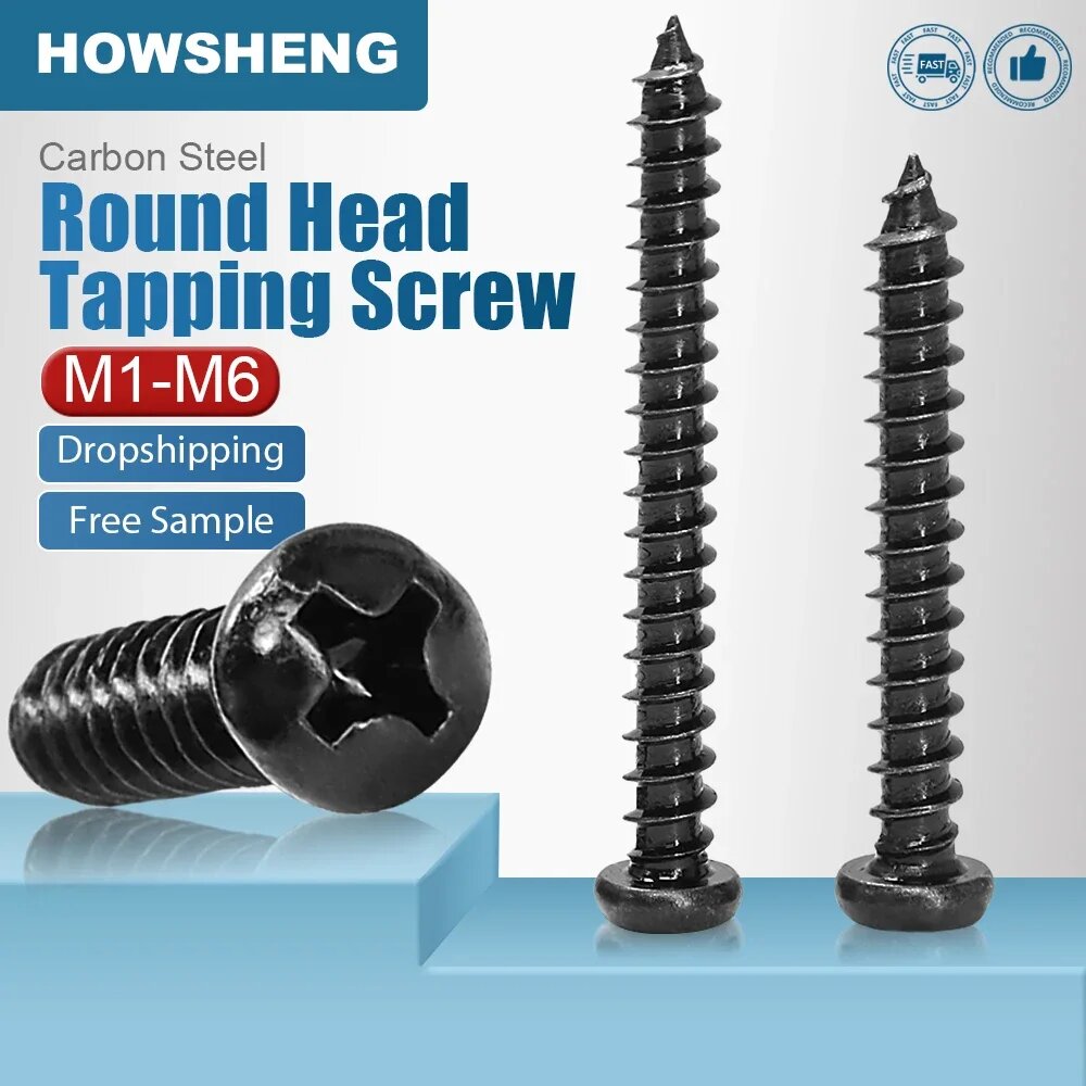HOWSHENG Саморезы из углеродистой стали M1-M6 M1.2 200pcs, 2mm