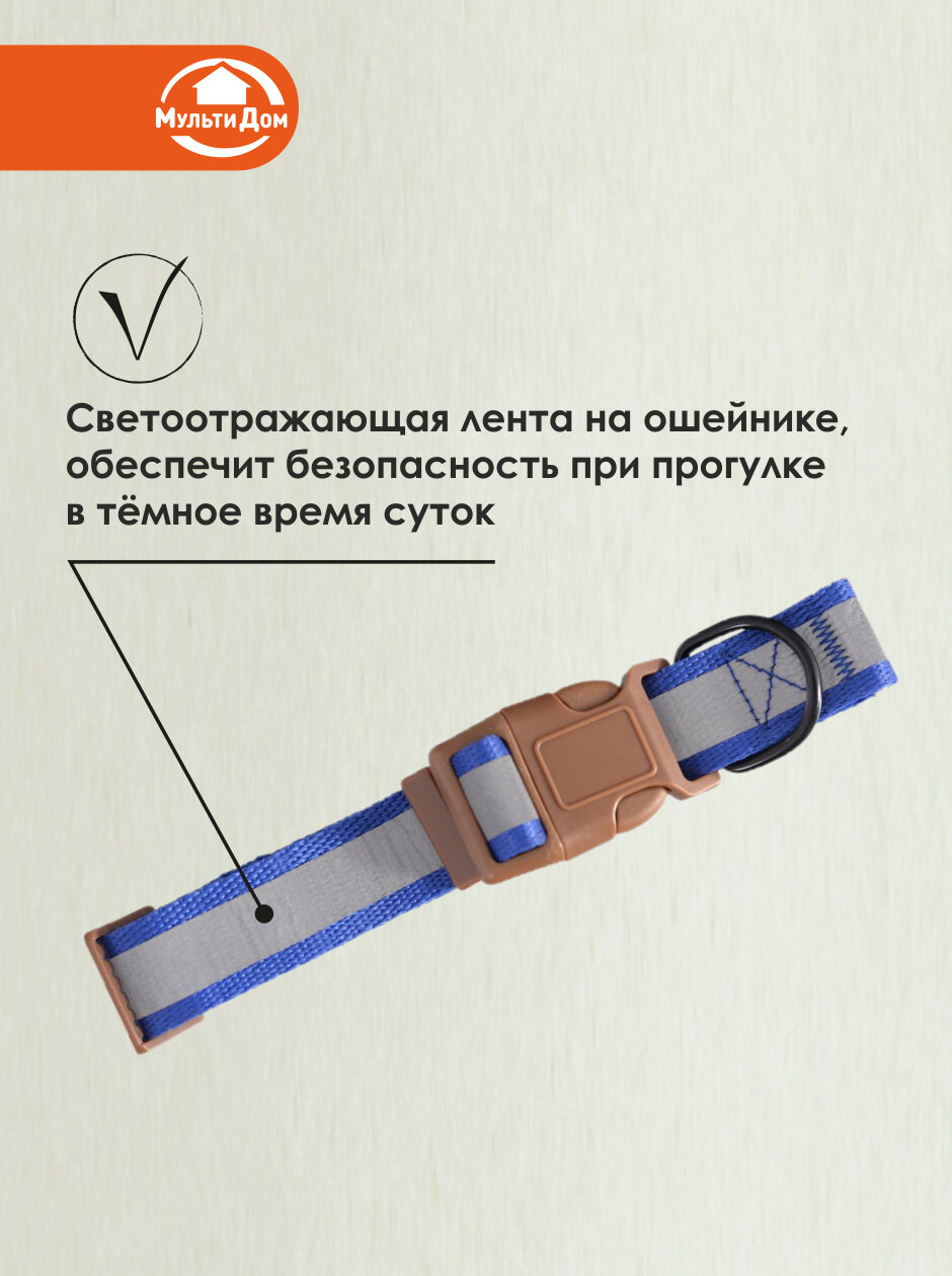 Ошейник "Светоотражатель" регулируемый ширина 2 см, длина от 26 до 43 см
