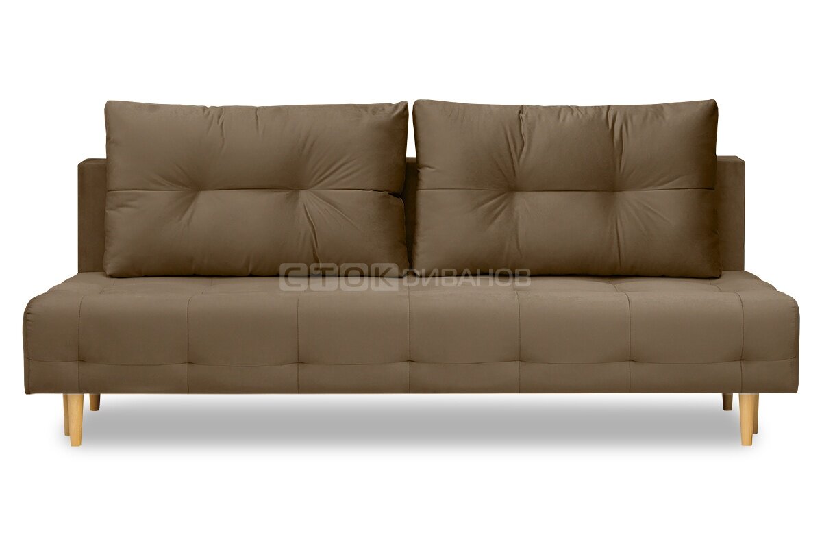 Диван Сток Диванов Kёльн, светло-коричневый велюр, механизм еврокнижка, на ножках