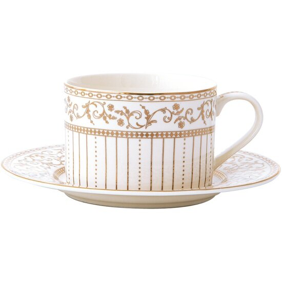 Чайная пара Pozzi Milano 1876 "Golden" 1 перс, 2 пр, 220 мл, фарфор N, белая, с золотистым орнаментом (PM-0124/GLDE)