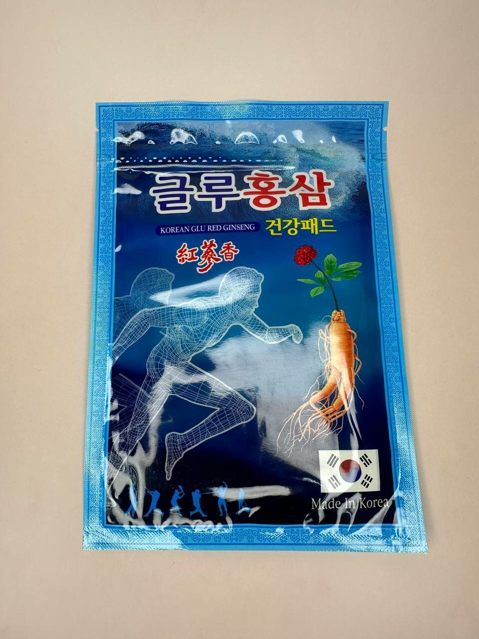 3 упаковки Пластырь с глюкозамином и красным женьшенем Korean Glu Red Ginseng Greenon по 20 шт
