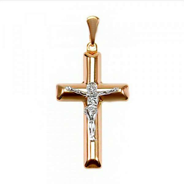 Крестик, красное золото, 585 проба