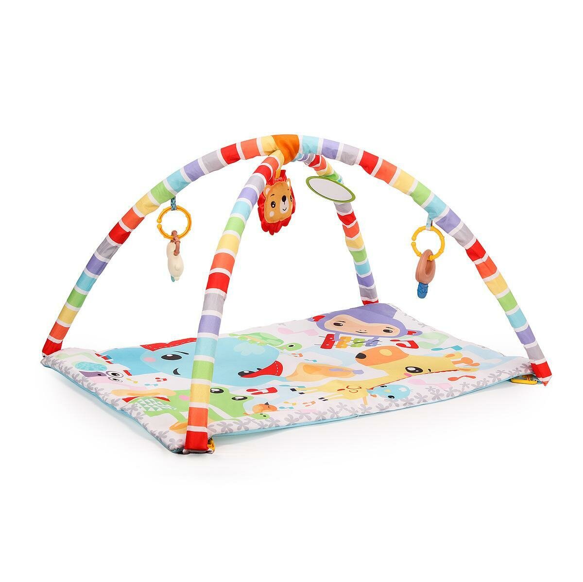 Развивающий коврик для малышей с дугами, 42х38 см, мягкий текстиль, 5 подвесных игрушек для развитию сенсорных навыков