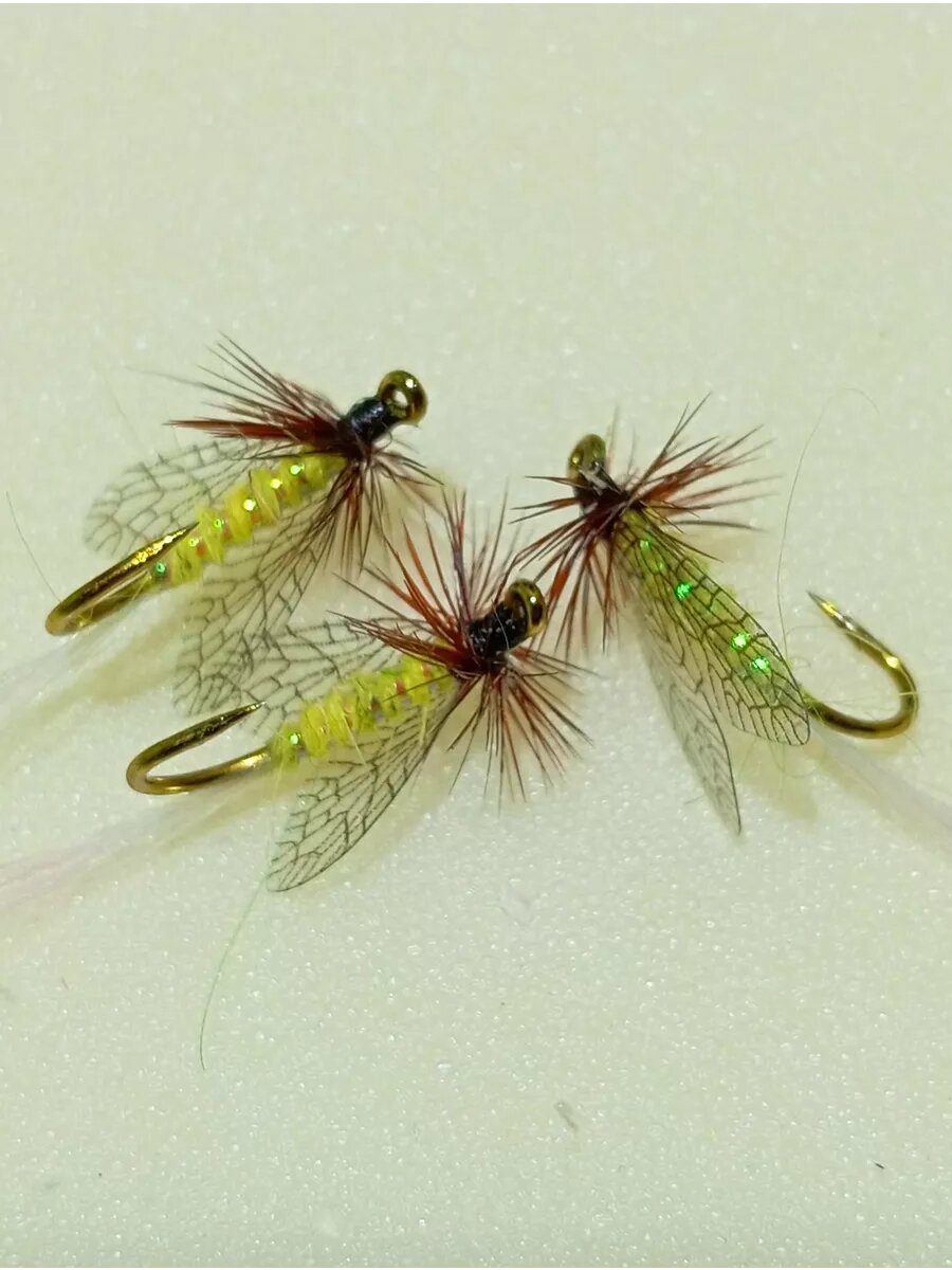 Мушка на хариуса и другую рыбу. На одинарном крючке № 10. в наборе 3 штуки