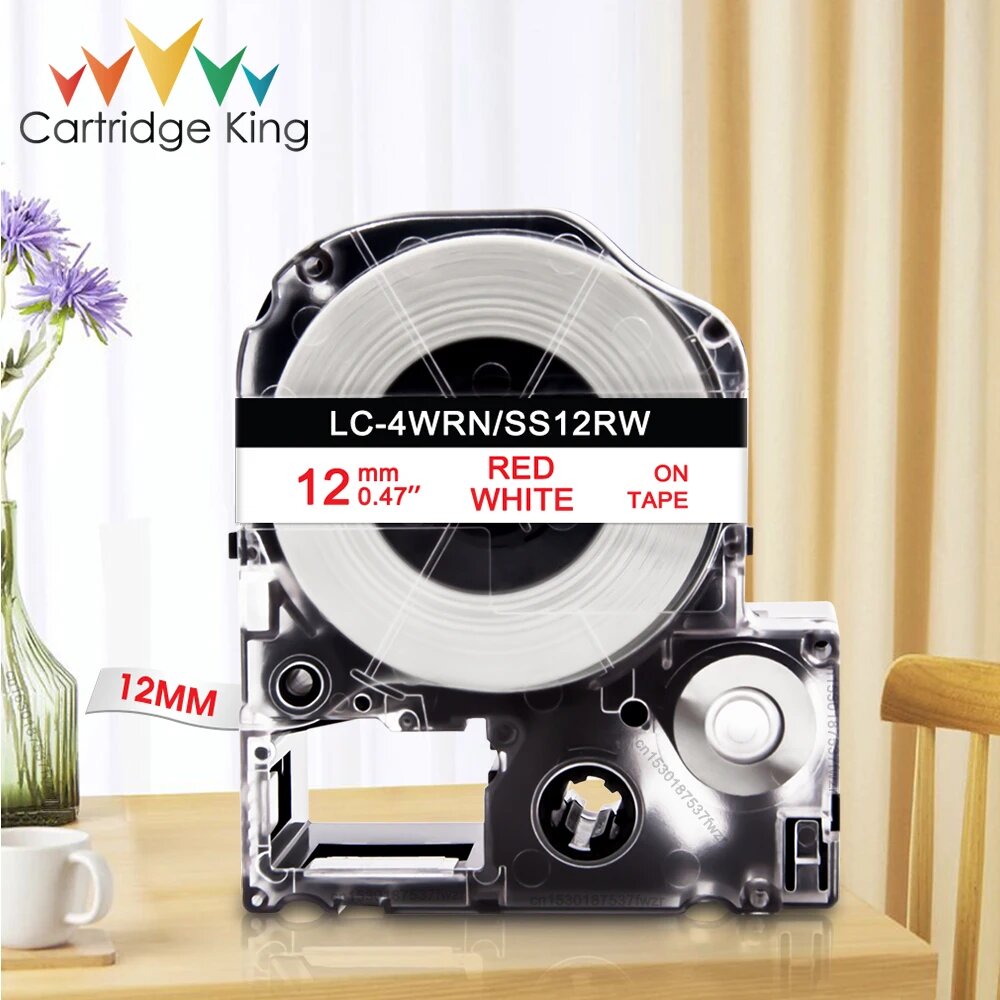 Лента для принтера этикеток Cartridge King 12 мм, Red on White