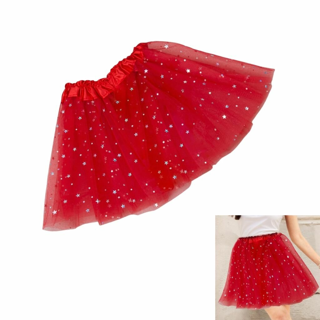 Юбка-пачка с блестками- красный