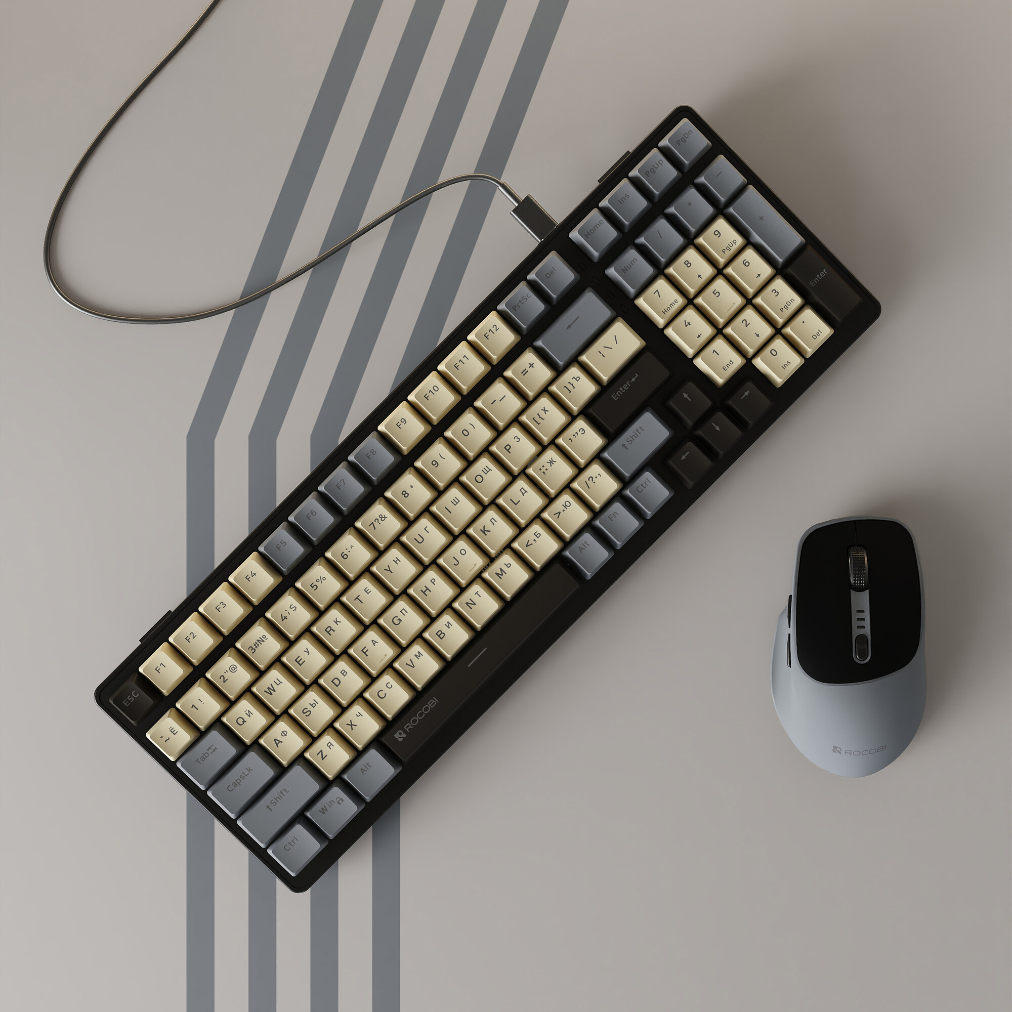 Клавиатура и мышь ROCOBI R1 Hot-Swap + ROCOBI M1 набор, комплект с подсветкой для компьютера ноутбука mouse, keyboard