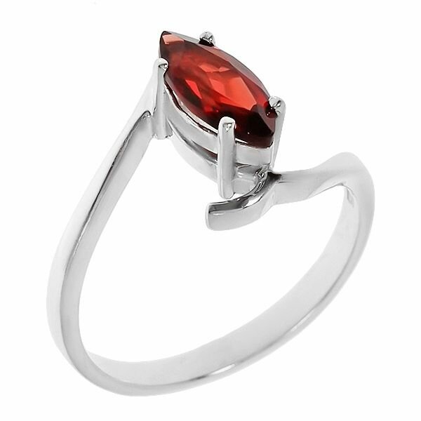 Кольцо тонкое, серебро, 925 проба, родирование, гранат
