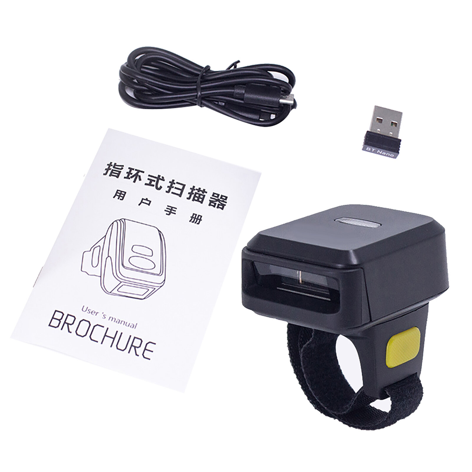 2D Barcode Scanner Portable Finger Handheld Wearable Ring 1D Bar Reader BT+2.4G Wireless and Wired Connection with Offline Storage Support for Windows PC Computers Supermarket Library Express