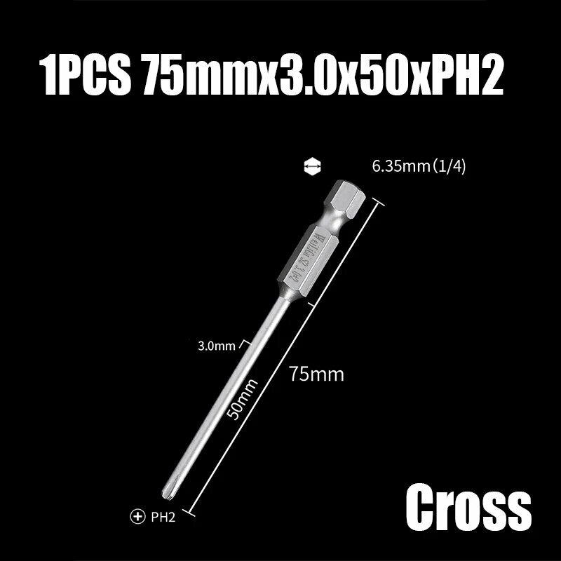 GooBetter магнитные биты для отвертки PH00-PH2 1PCS 75mmx3.0x50xPH2