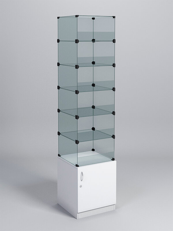 Витрина "КУБ" №606-КО стаканчик (без дверок, передняя стенка - стекло), Белый