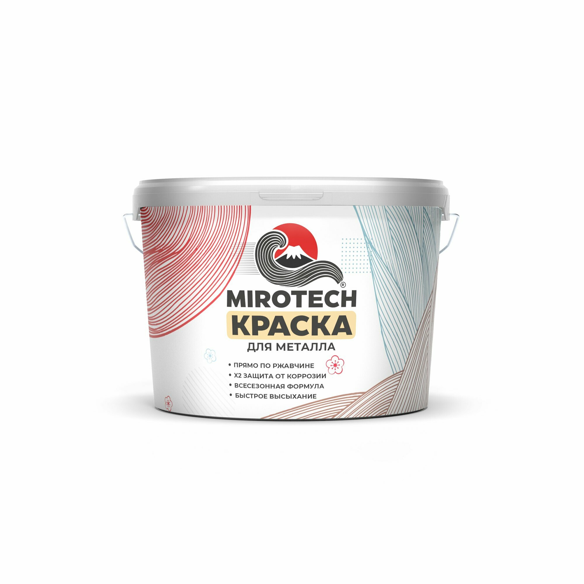 Краска по металлу MiroTech для крыш и заборов по ржавчине, для наружных работ, быстросохнущая износостойкая, матовый, черный, 20 кг