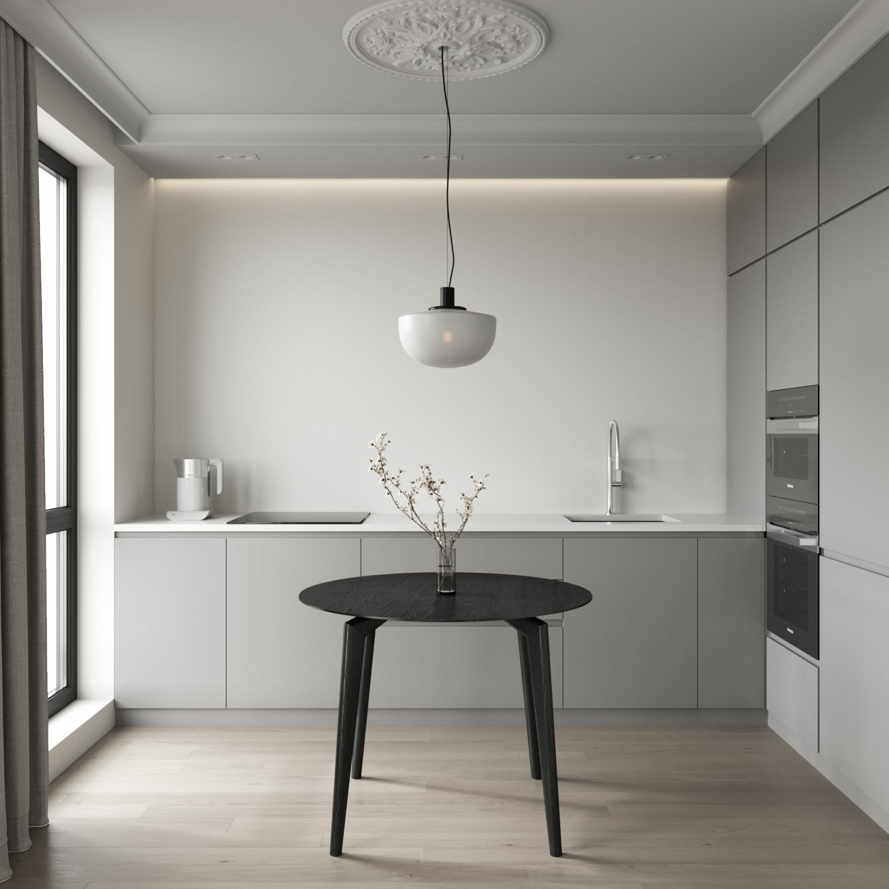 Стол круглый кухонный обеденный деревянный, 100 см, чёрный, большой - Rogoletto Premium