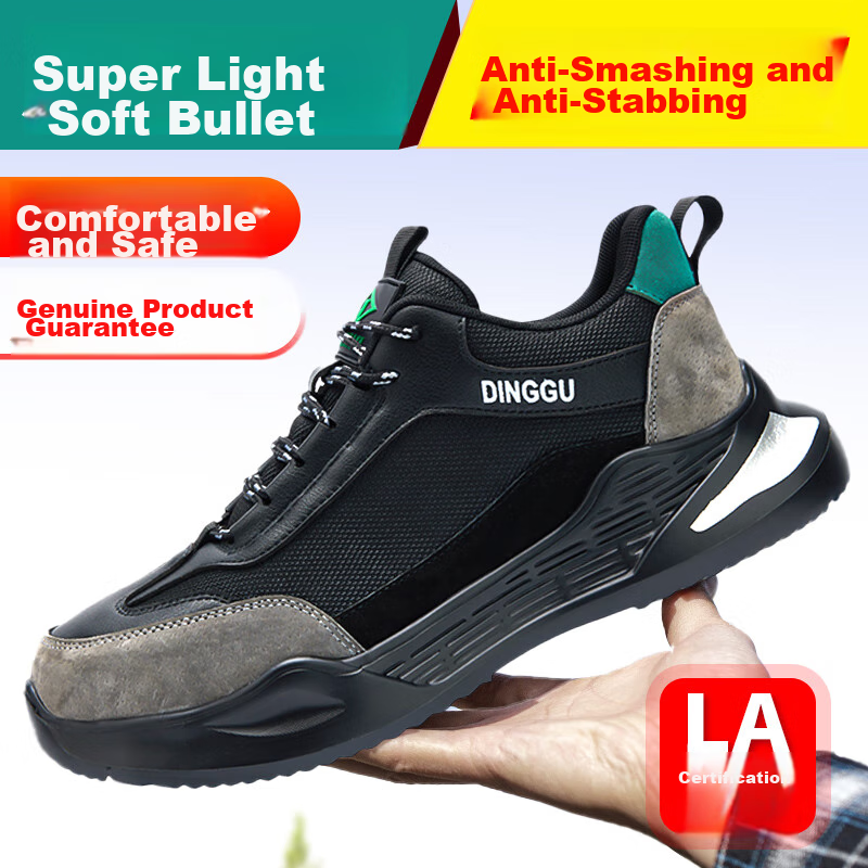 Dinggu Safety Shoes for Men, All-Season Soft Sole, Steel Toe Cap, Anti-Smashing, Anti-Puncture, Safety Functional Shoes JD1165AW39