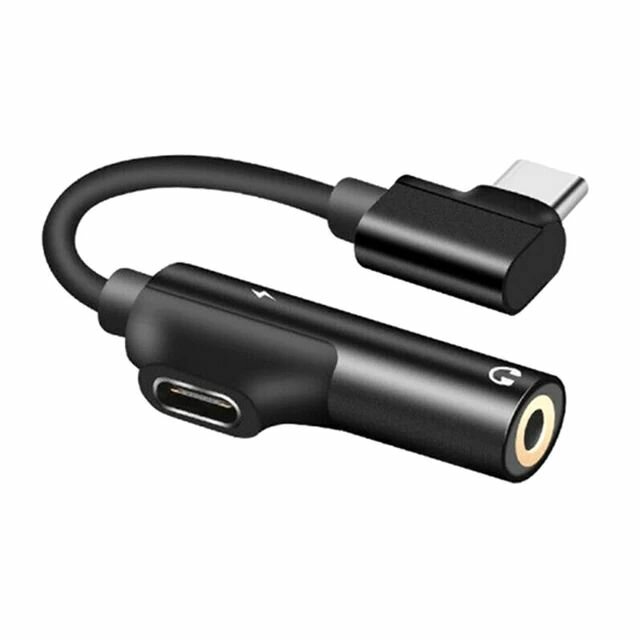 Переходник Type-C на 3.5 jack, тканевая оплетка черный/ переходник для наушников c Type-C на AUX с зарядкой TYPE-C