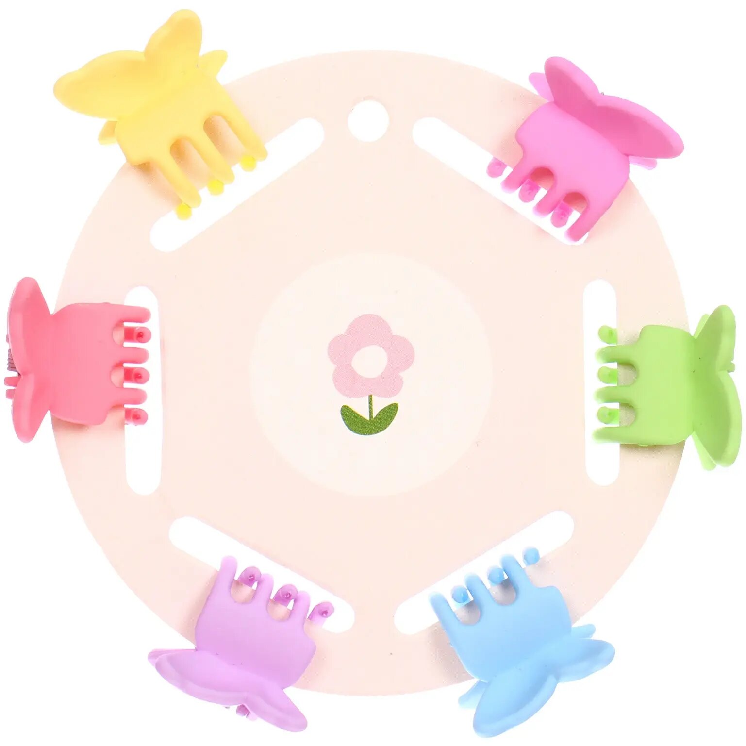 Заколки-крабики для волос детские 6шт «мальвина», бабочки, 2,5см, яркие цвета