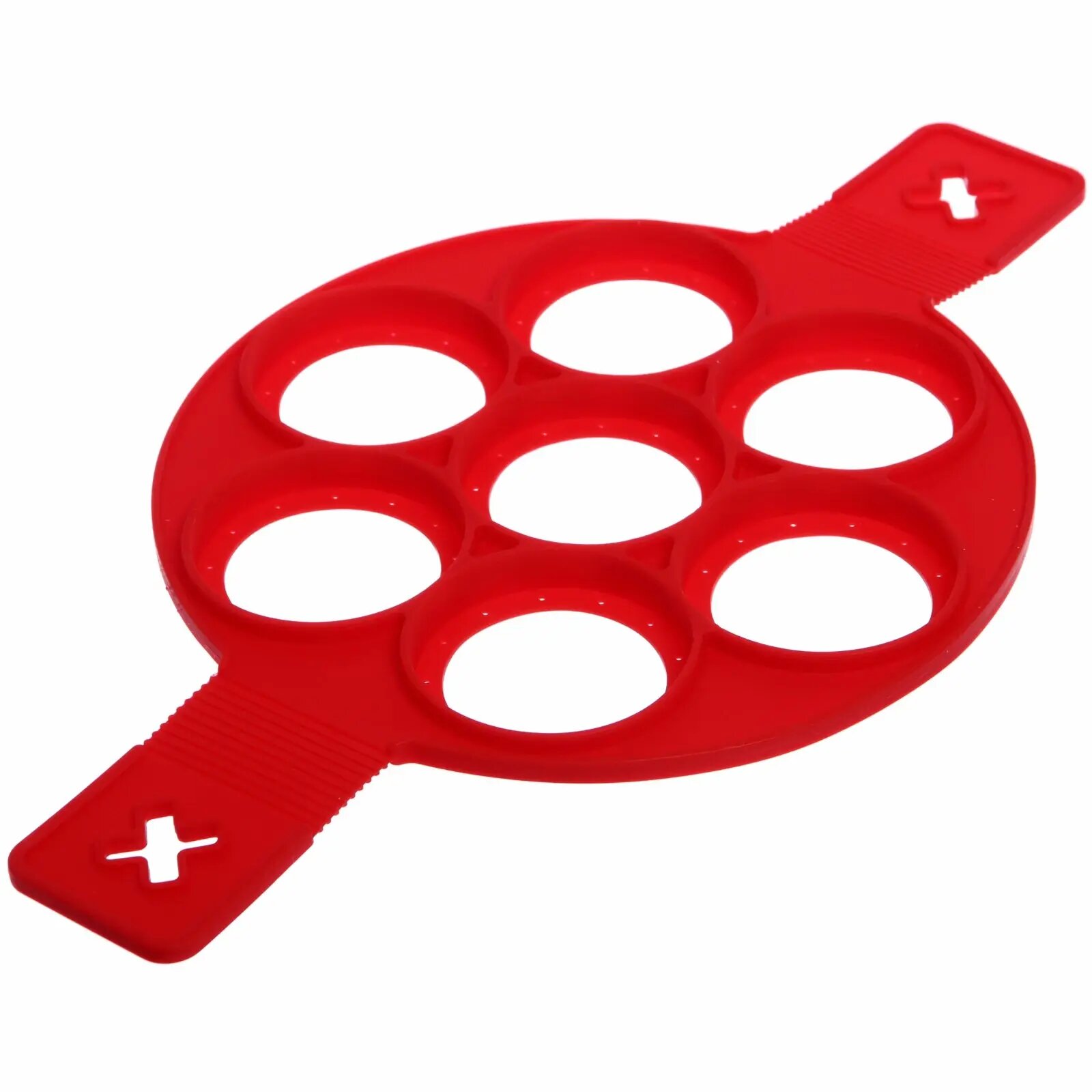 Форма для панкейков силиконовая, 7 кругов, красная, антипригарная, термостойкость -60°C.+230°C