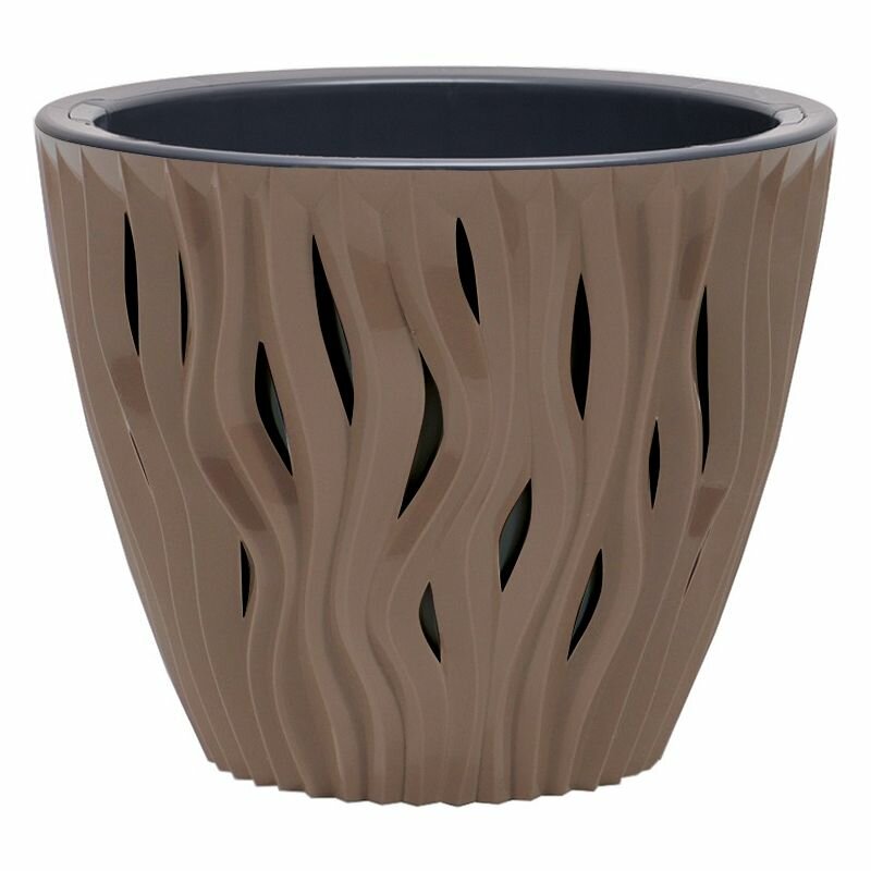 Кашпо ВМС "Вдохновение" 2,25 л, цвет Моккачино, со вставкой