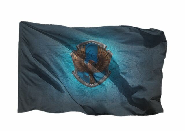 Флаг факультета Когтевран - Гарри Поттер на шёлке, 70х105 см - для уличного ручного древка