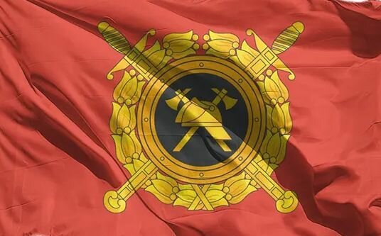 Флаг Государственной противопожарной службы РФ на флажной сетке, 70х105 см - для флагштока