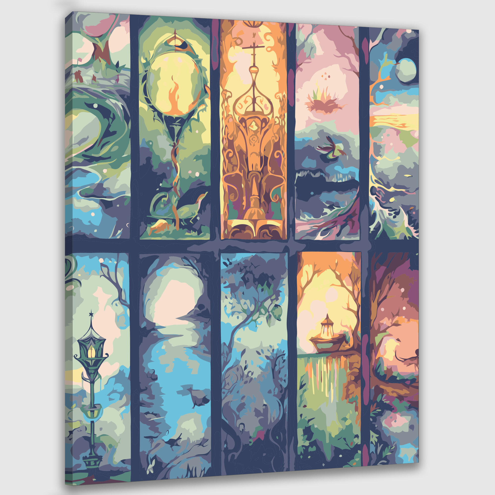 Картина по номерам 40x50 см, акварельная картина, фантастическая колода Тар, мифические существа, зачарованные пейзажи