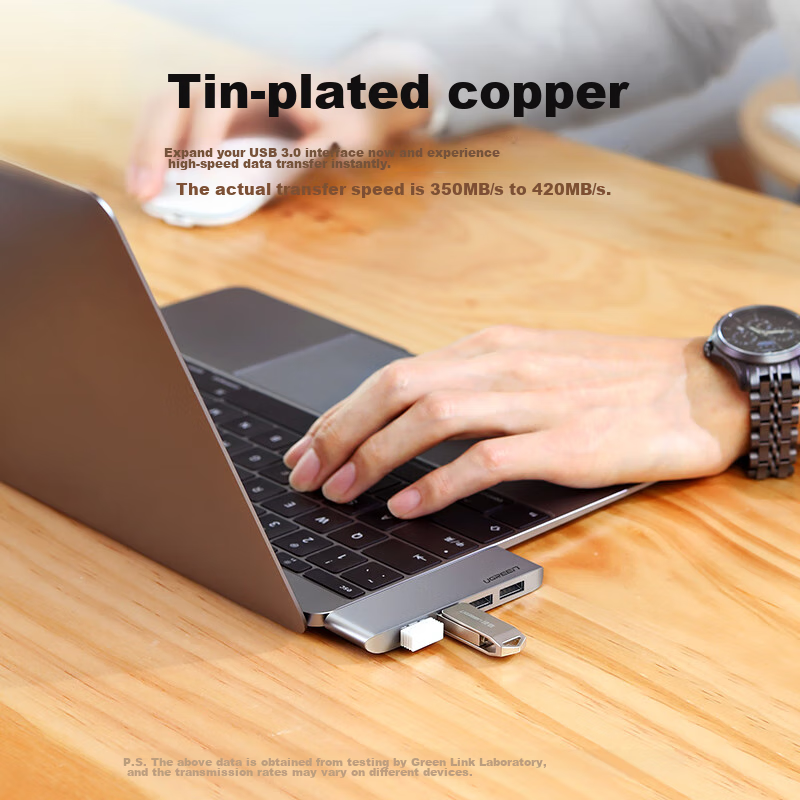 Lulian Type-C Expansion Dock, USB-C to High-Speed 4-Port 3.0 Hub, Converter Adapter, Direct Plug-In, Compatible with Apple Computers, Huawei Laptops, USB Extender